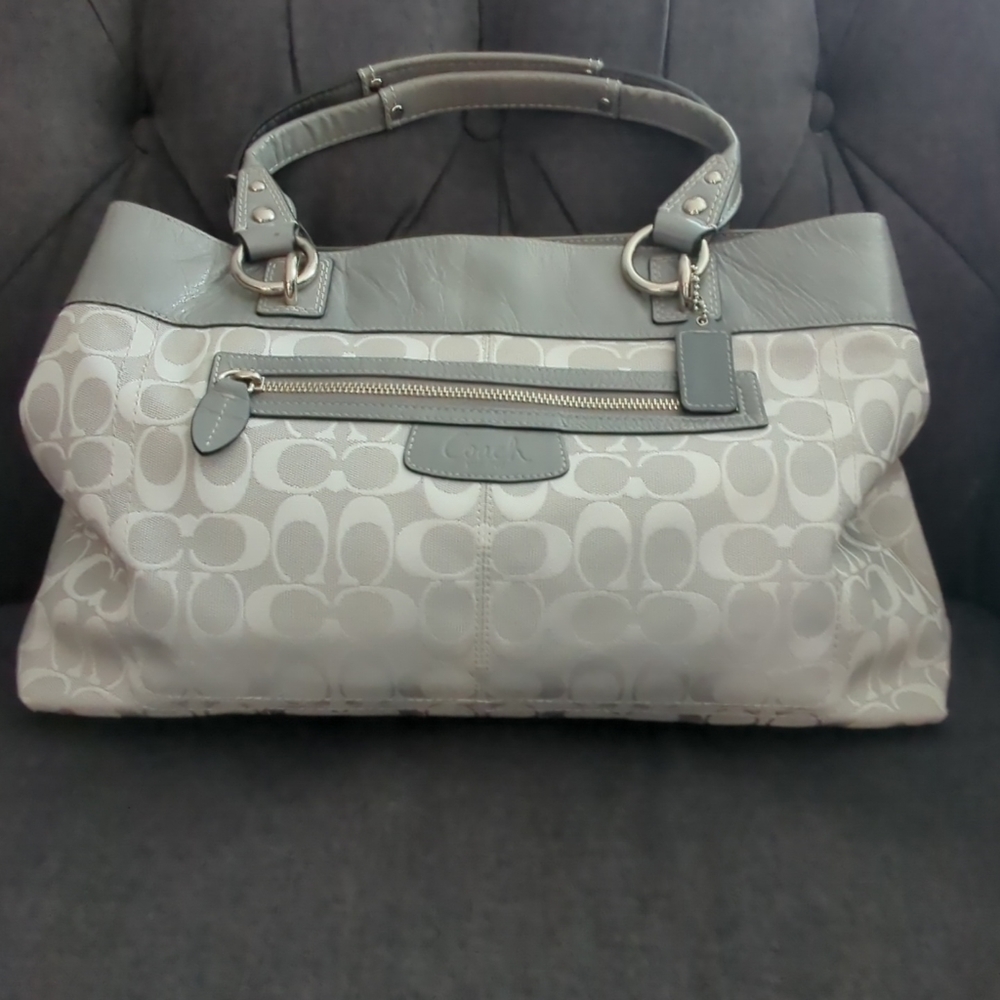 Coach Penelope Gray Signature Jacquard/Patent Leather… - Gem